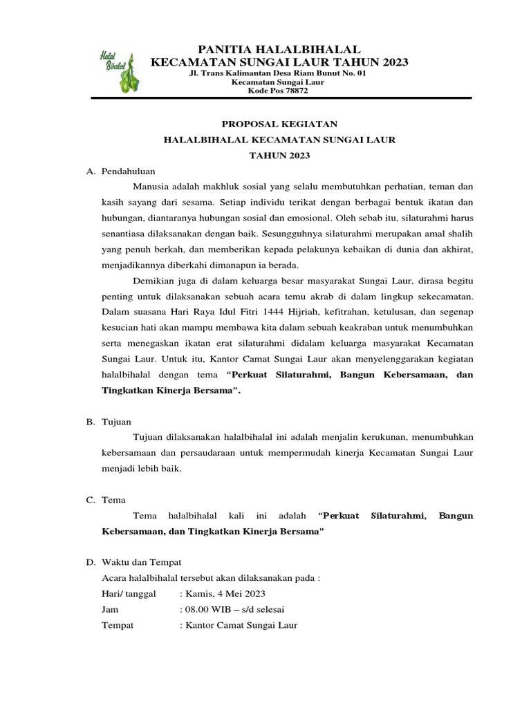 Proposal Halal Bi Halal 2023 | PDF