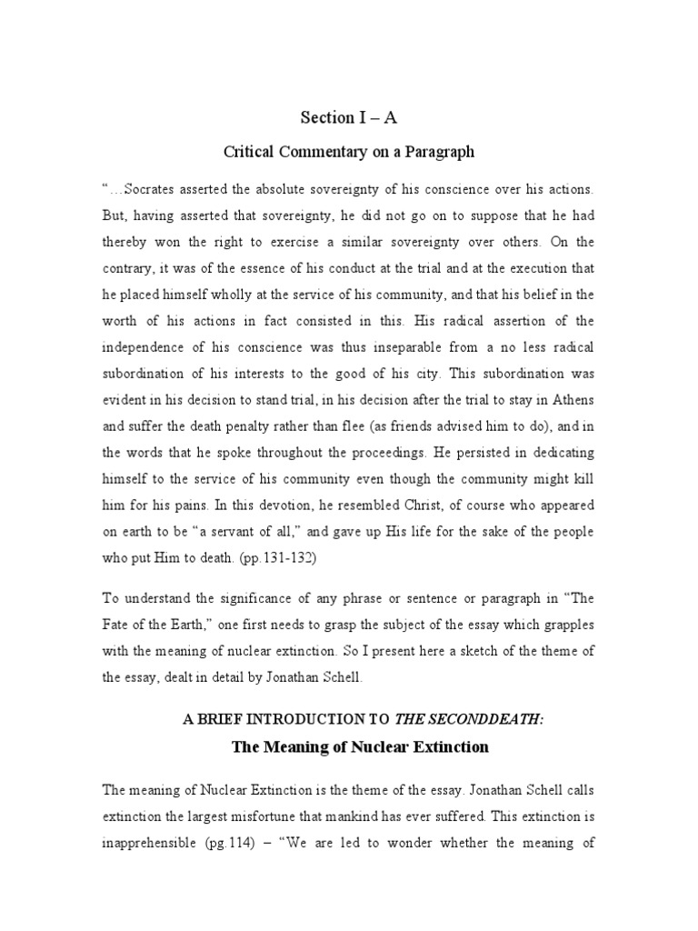 Socrates, Nuclear Extinction, and Ethics | PDF | Socrates | Apology (Plato)
