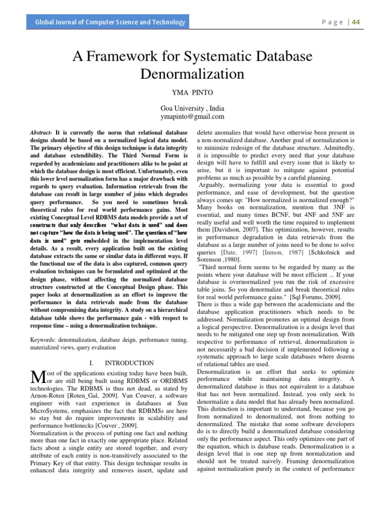 Denormalization Pdf Databases Relational Database