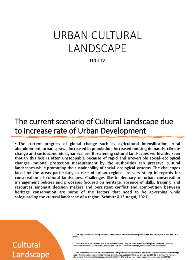Urban Cultural Landscape: Unit Iv | PDF | Conservation Biology | Cultural Heritage