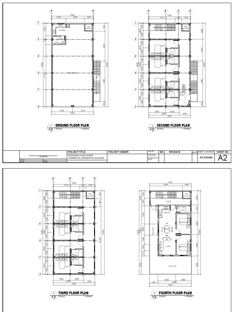 Proposed 4-Storey Building Plans | PDF | Buildings And Structures ...
