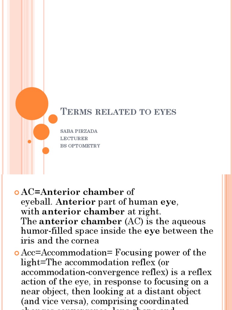 Medical Terms For Eye - BS Optometry | PDF | Human Eye | Glaucoma