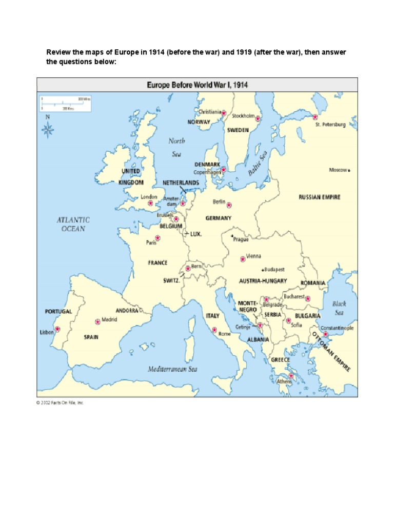 Review The Maps of Europe in 1914 (Before The War) and 1919 (After The ...