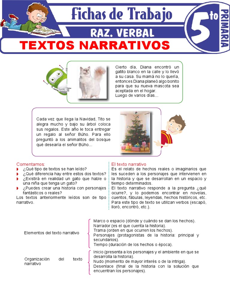 Textos Narrativos para Quinto Grado de Primaria | PDF | Narración