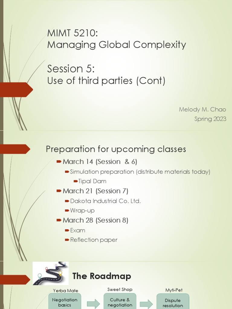 MIMT 5210: Managing Global Complexity: Session 5 | PDF | Mediation | Negotiation
