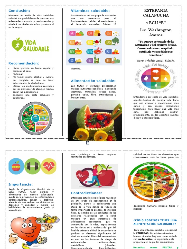 Triptico de Vida Saludable | PDF | Salud y bienestar