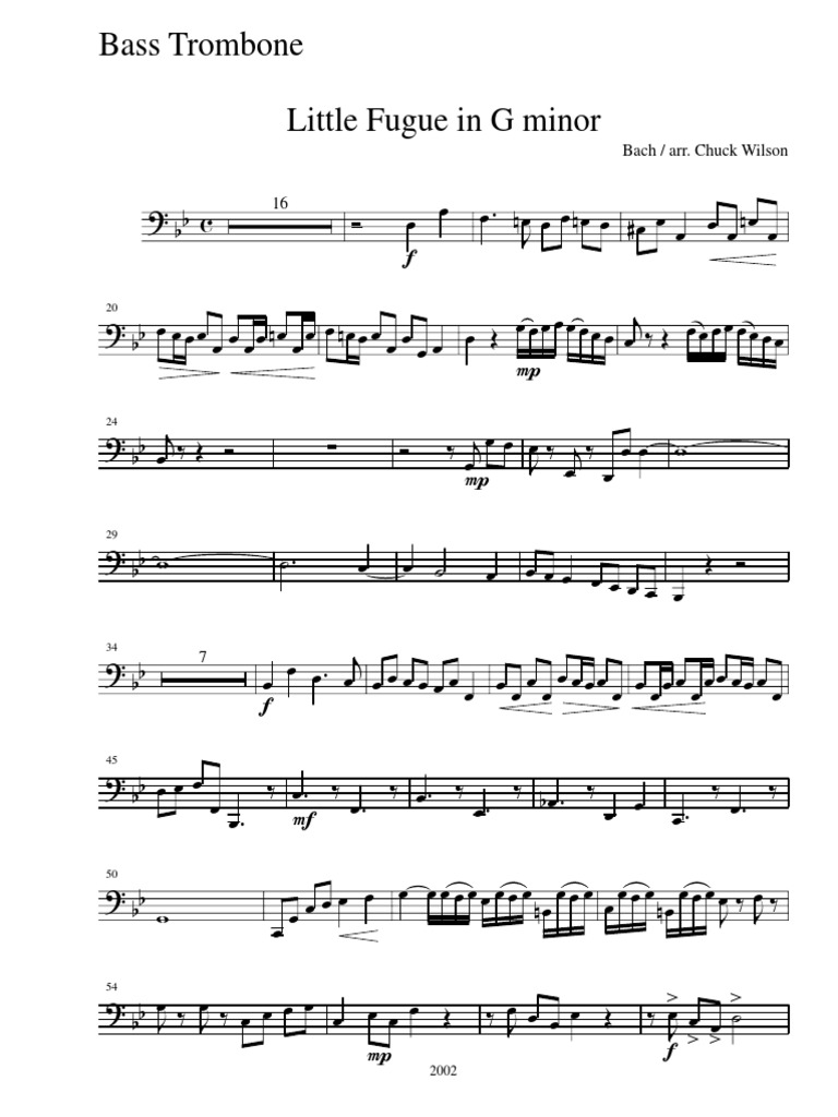 Little Fugue in G Minor - Bass Trombone | PDF