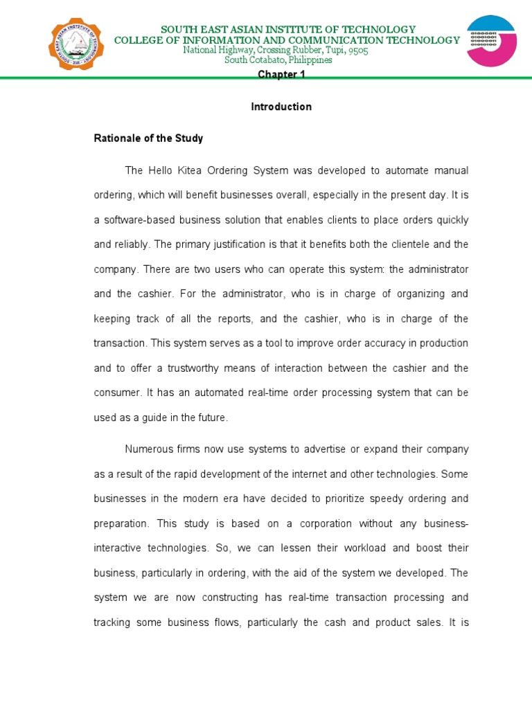 Chapter 1 Ordering System | PDF | Point Of Sale | Information Technology