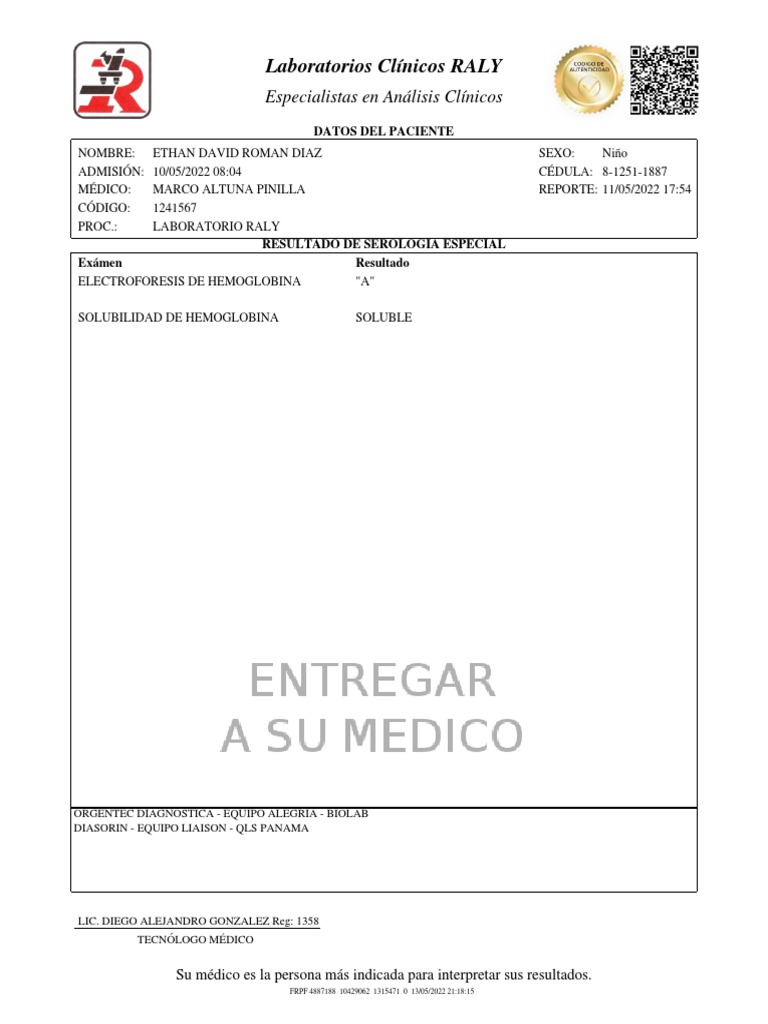 Laboratorios Clínicos RALY | PDF | Fisiologia Animal | Tejido (biología)