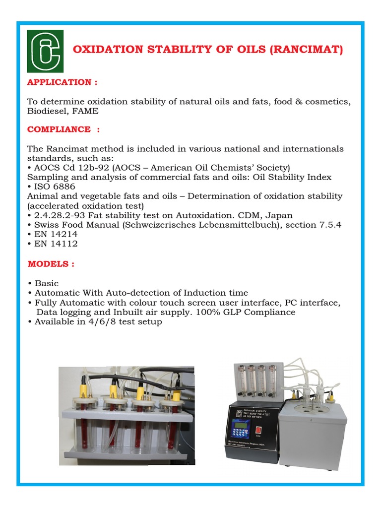 Rancimat Oxidation Stability Test Apparatus | PDF