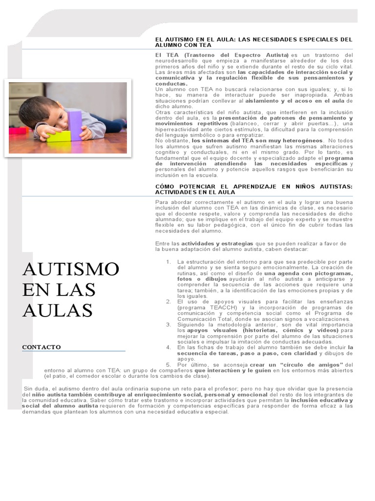 Autismo en Las Aulas | PDF | Espectro autista | Salón de clases