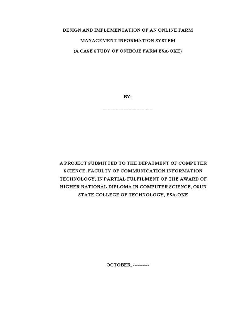 Design and Implementation of An Online Farm Management Information ...