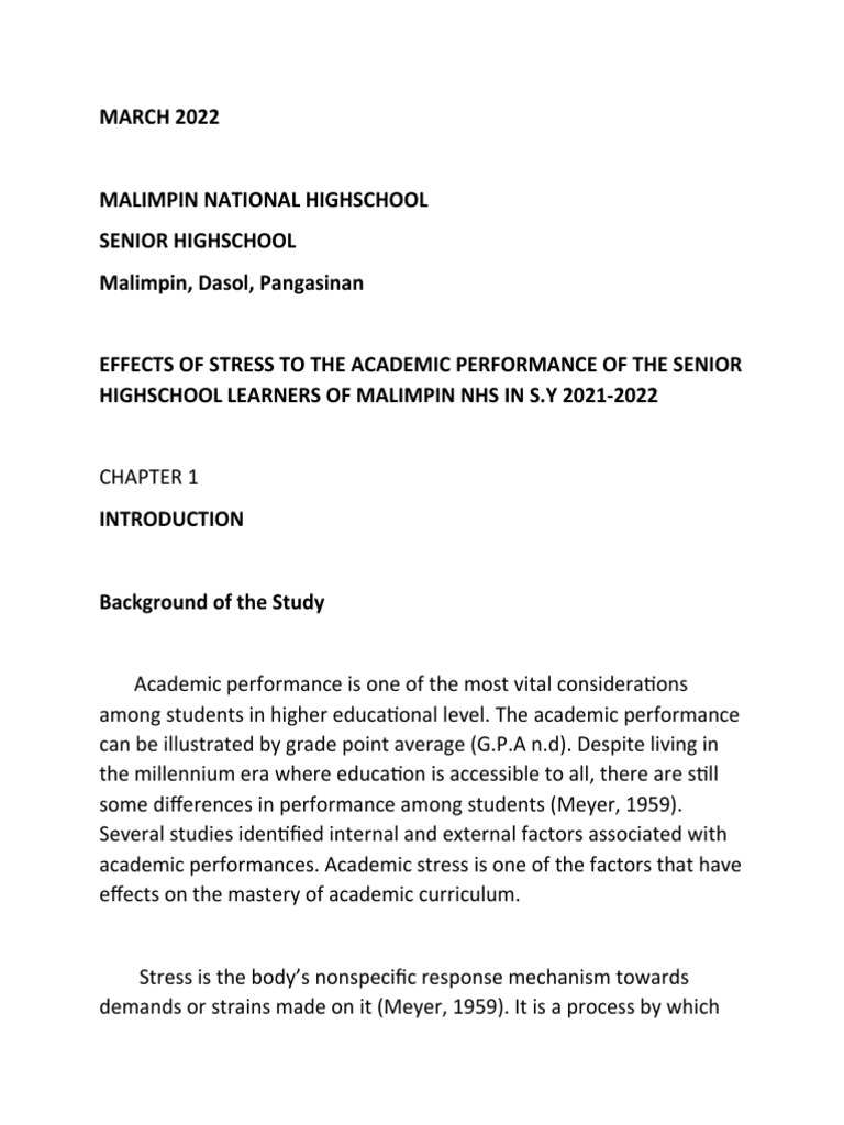 Analyzing the Relationship Between Academic Stress and Academic ...