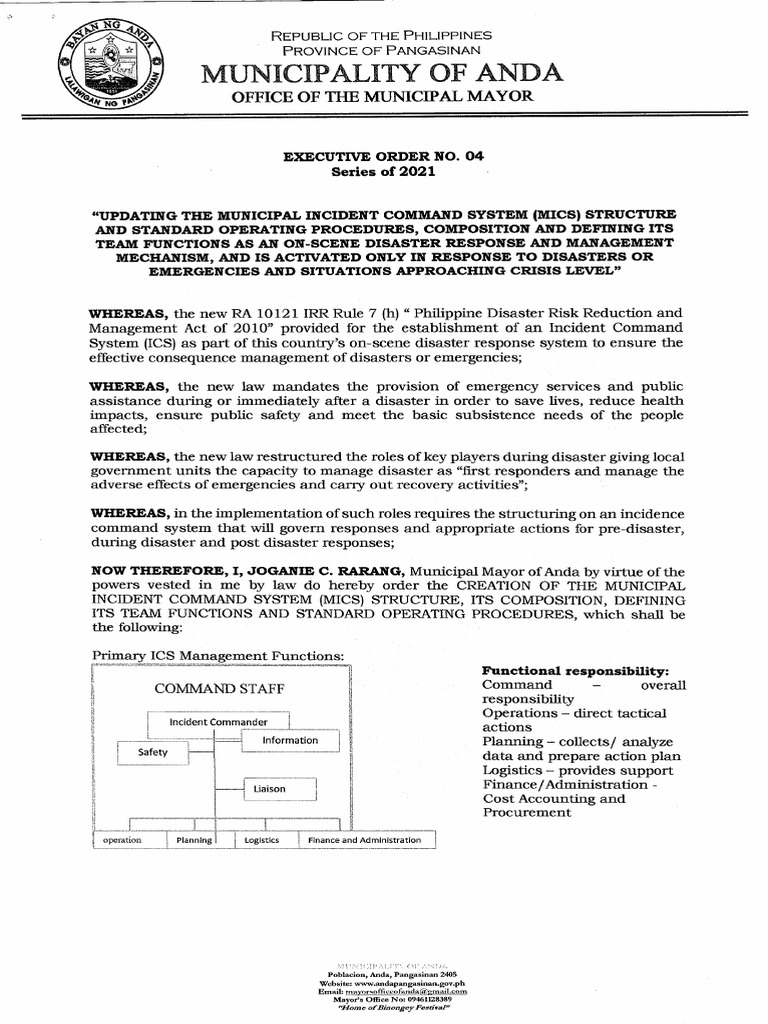 Municipal Incident Command System Update | PDF | Incident Command ...
