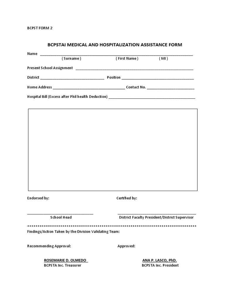 Bcpstai Medical Assistance Form | PDF