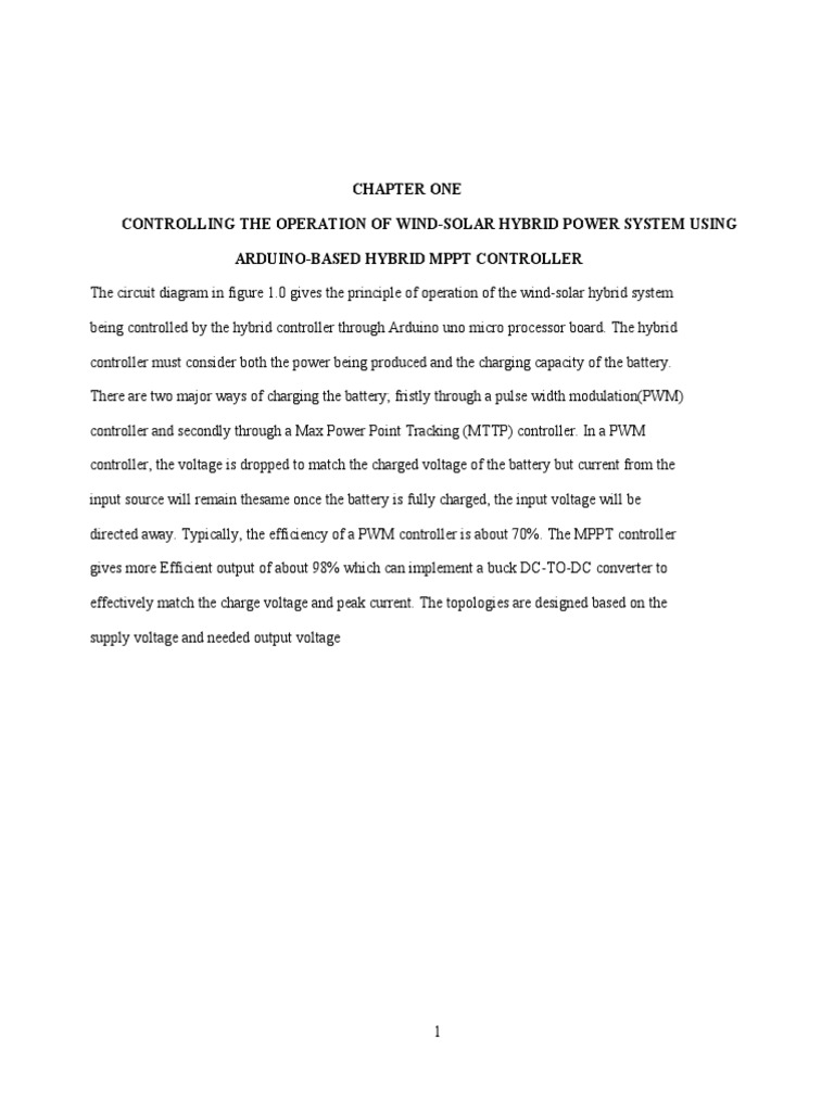 Chapter One Controlling The Operation of Wind-Solar Hybrid Power System ...