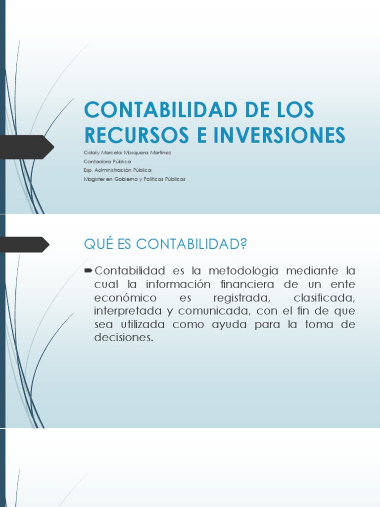 Contabilidad de Los Recursos de Inversiones 2021-1 | PDF | Contabilidad ...