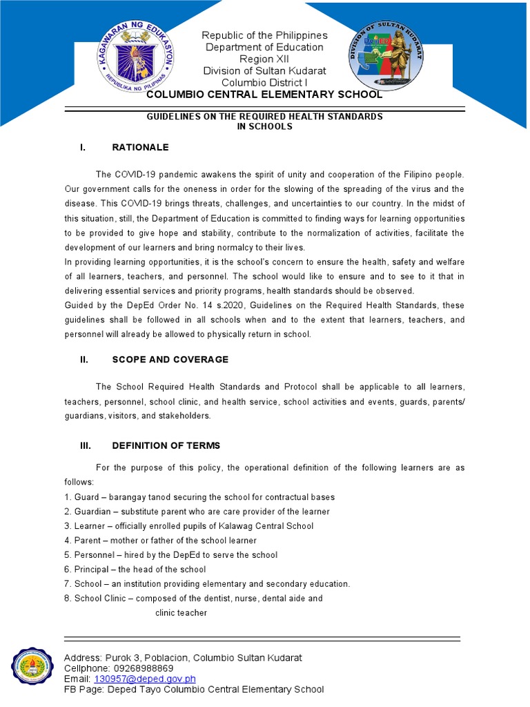 Guidelines | PDF | Hand Washing | Schools