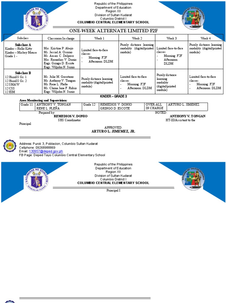 F2F Overall Class Schedule | PDF | Philippines