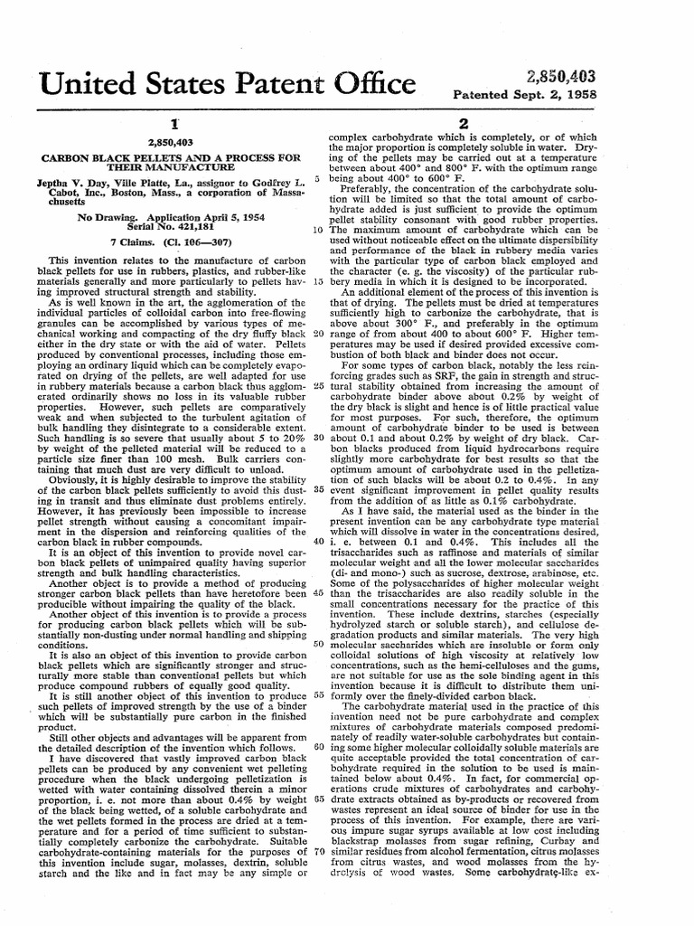 US2850403 | PDF | Starch | Natural Rubber