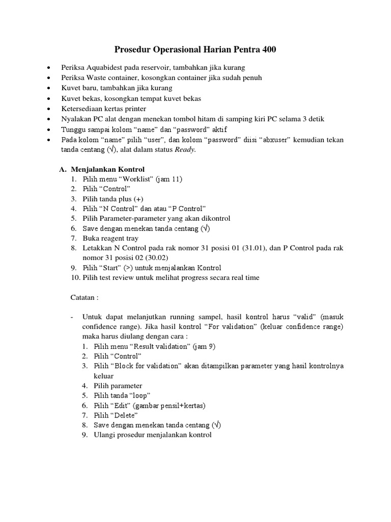 Prosedur Pentra C400 (Ringkas) | PDF | Komputer