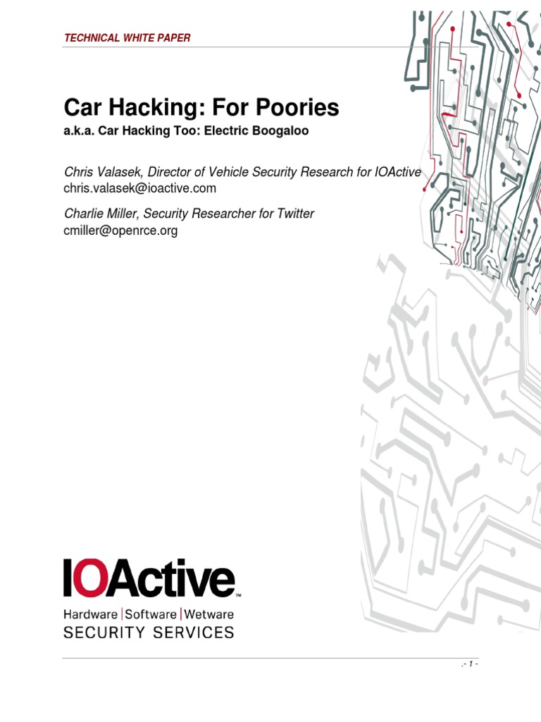 IOActive Car Hacking Poories | PDF | Anti Lock Braking System | Vehicles