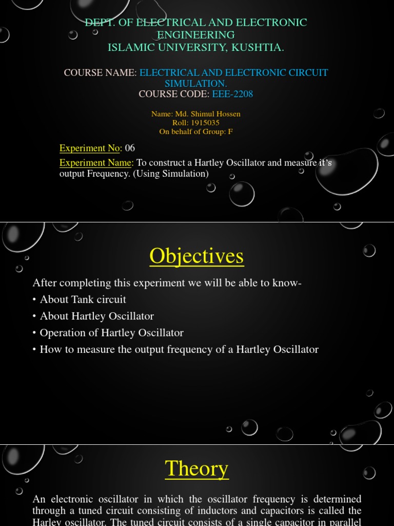 Hartley Lab Report Pdf Electronic Oscillator Inductor
