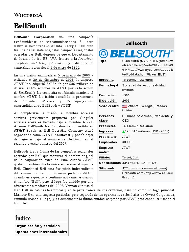 Bell South | PDF | Telecomunicaciones | Industrias de servicio