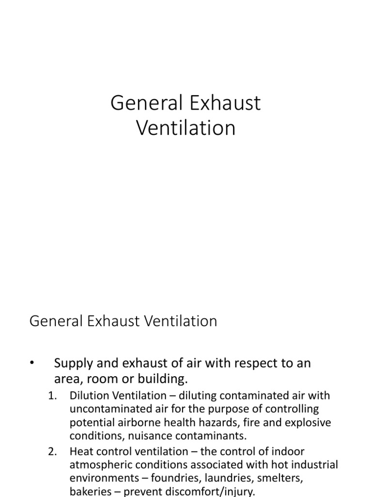 Dilution Ventilation Principles and Calculations | PDF | Ventilation ...