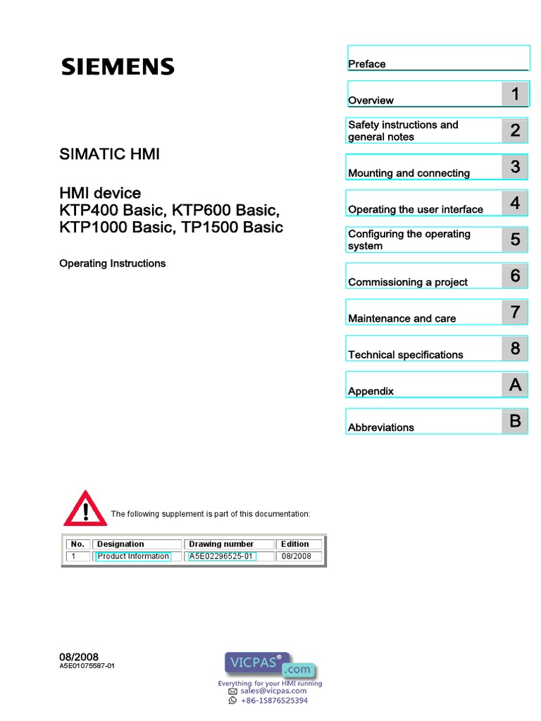 Simatic ktp400 Basic | PDF | User Interface | Programmable Logic Controller