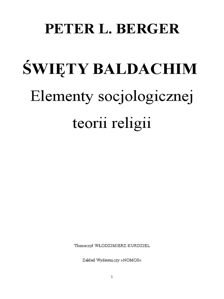 Peter L. Berger: Święty Baldachim | PDF