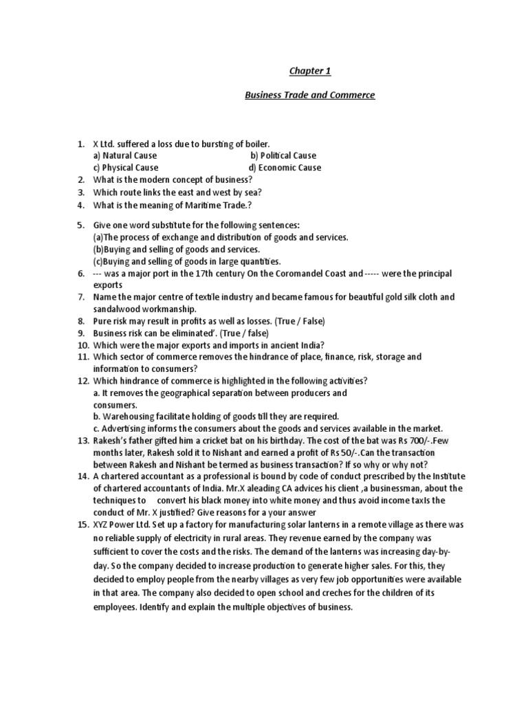 Business, Trade and Commerce Chapter 1 | PDF | Goods | Trade