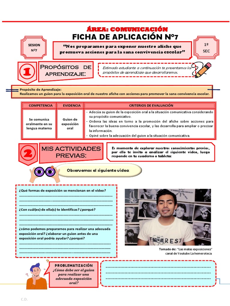 1° FICHA DE APLICACIÓN-SESIÓN7-SEM.4-EXP.1-COMU_ | PDF | Evaluación | Aprendizaje