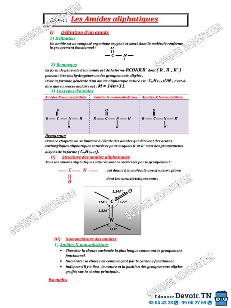 cours-chimie-les-amides-aliphatiques--2017-2018(mr-gouider-abdessatar ...