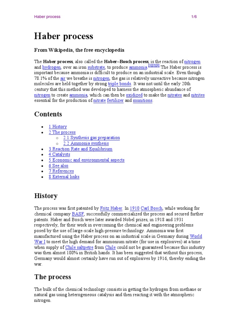 Haber Process | PDF | Catalysis | Gases