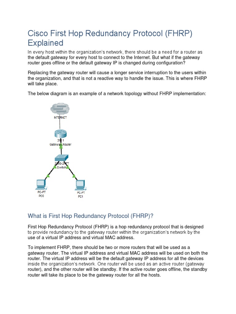Cisco First Hop Redundancy Protocol By Tanmoy Pdf Router Computing
