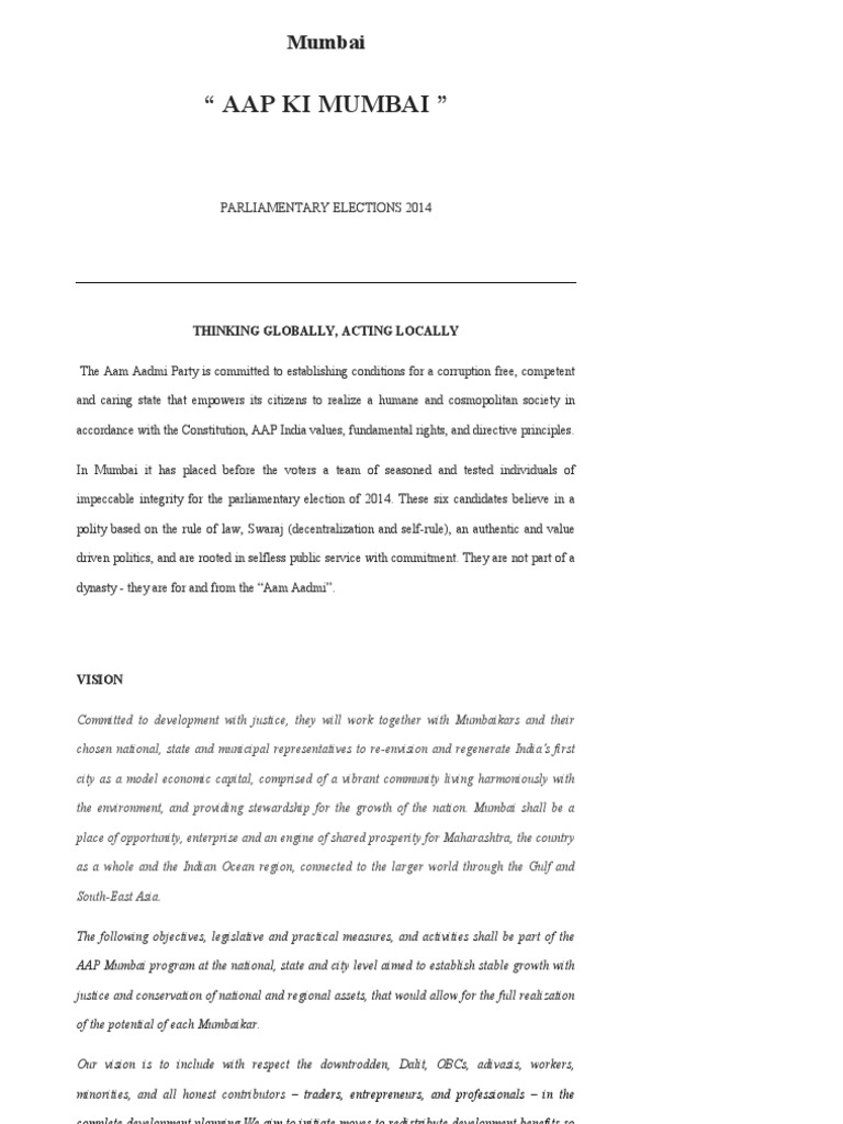 Mumbai Manifesto | PDF | Sustainability | Infrastructure