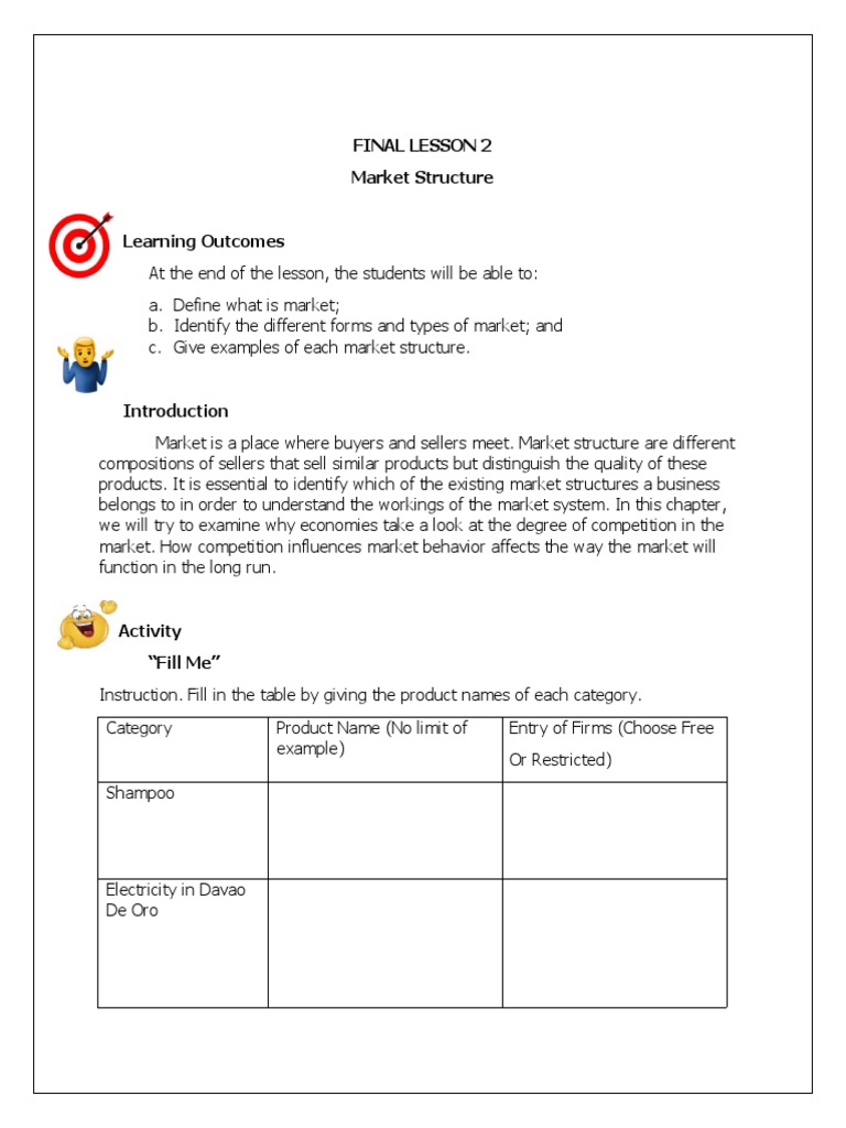Final Lesson 2 (Market Structure) | PDF | Monopoly | Market Power
