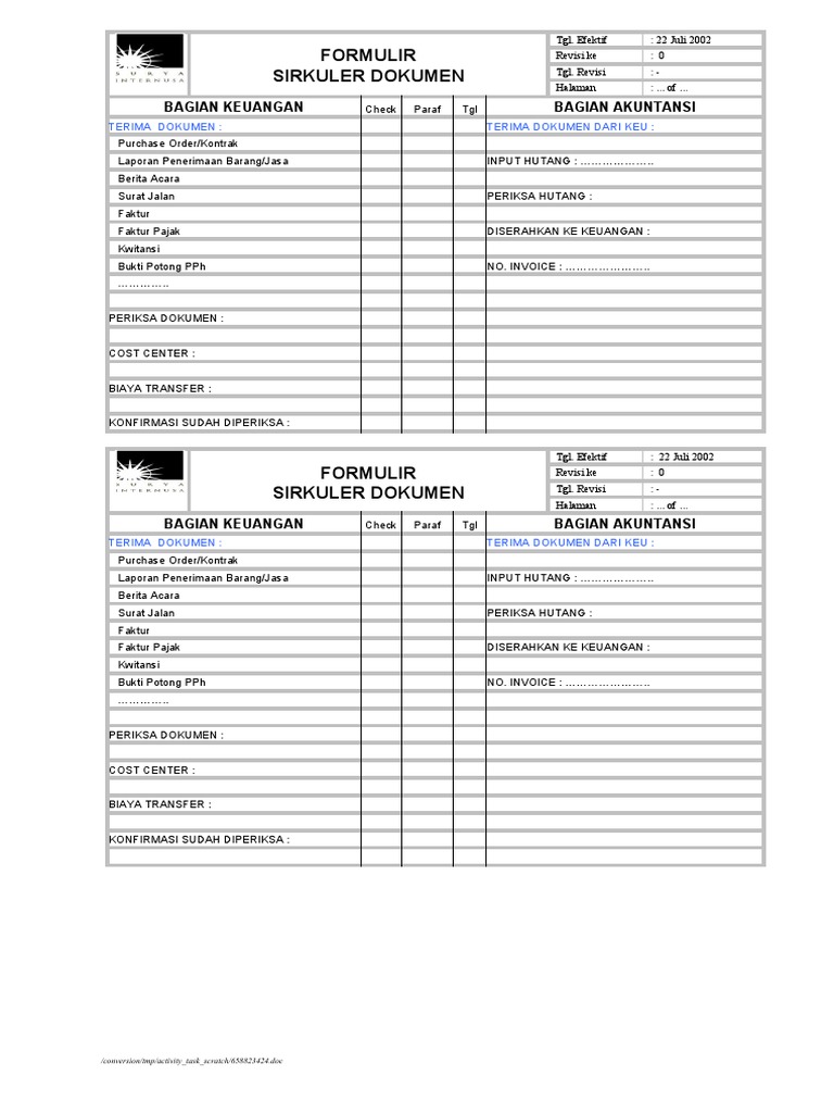 Formulir Sirkuler Dokumen | PDF
