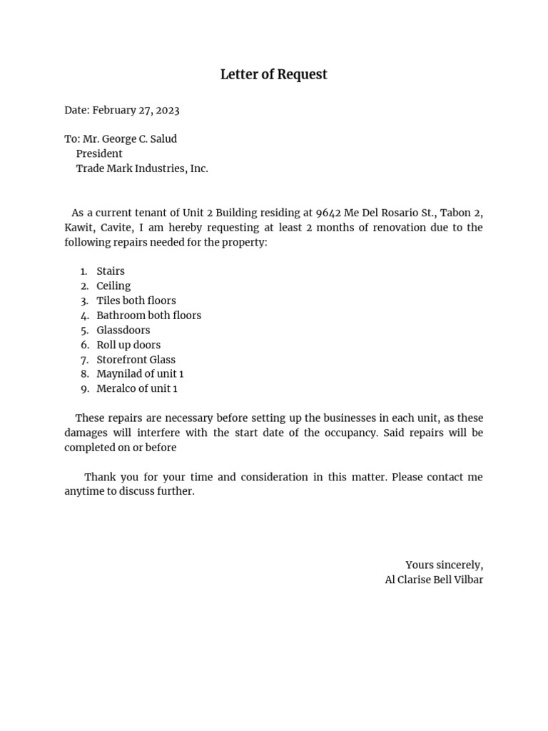 Letter of Request | PDF