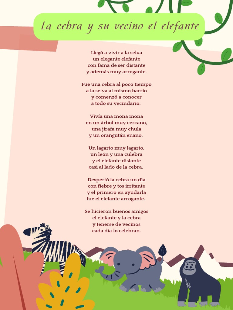 La Cebra y Su Vecino El Elefante | PDF | Ficción general