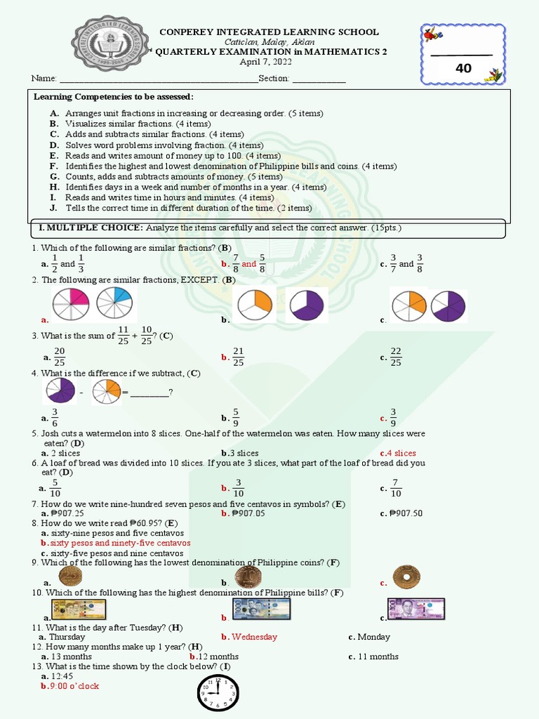 Mathematics 2 - THIRD QUARTER EXAM | PDF | Currency | Mathematics