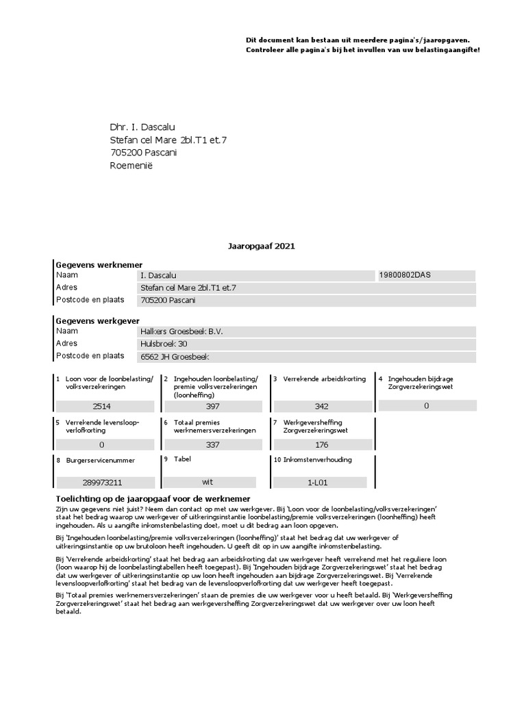 Jaaropgave2021 664 PDF | PDF