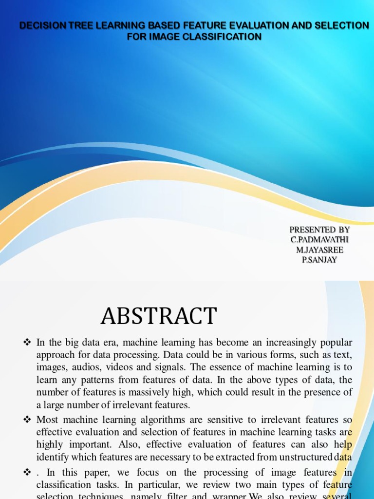 Decision Tree Learning Based Feature Evaluation and Selection For Image Classification | PDF ...