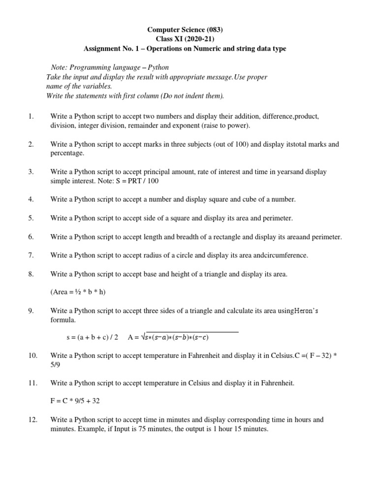 Practical Assignment 1-Ques | PDF | Area | Python (Programming Language) Practical Assignment 1-Ques | PDF | Area | Python (Programming Language)