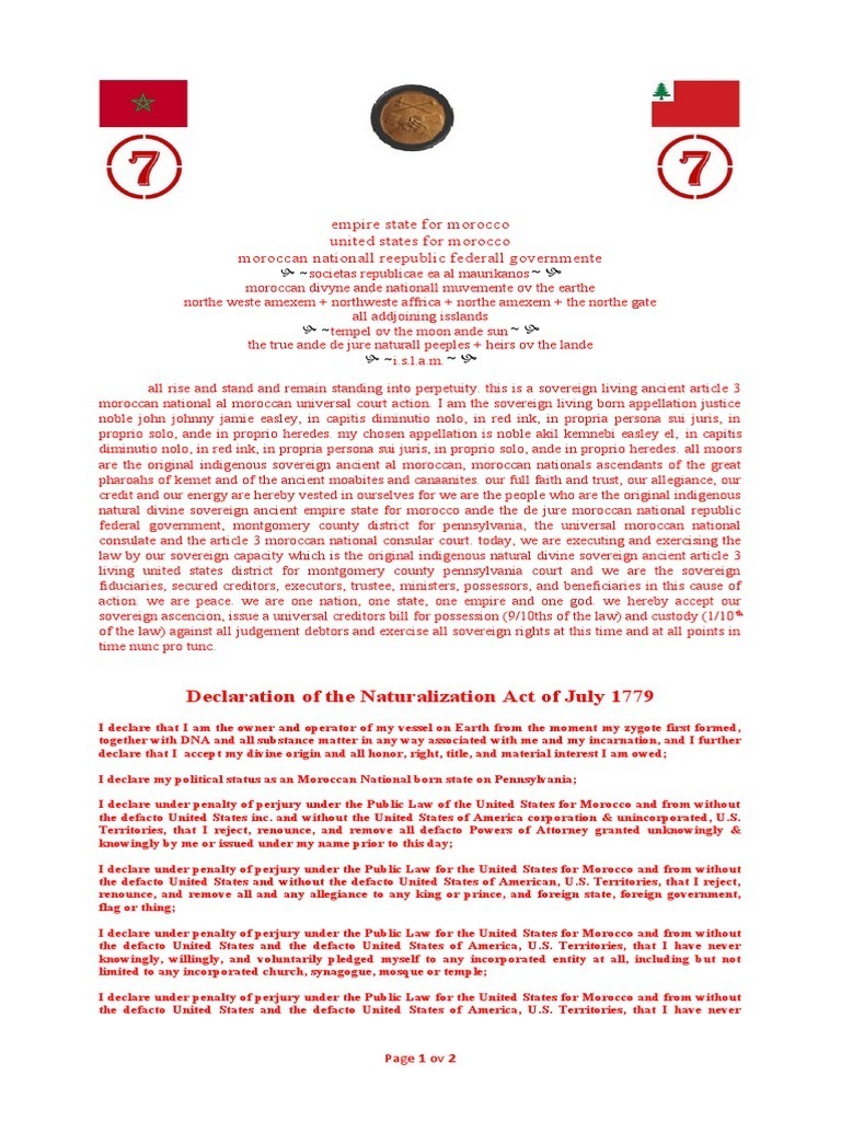 Declaration of The Naturalization Act of July 1779 | PDF | Common Law ...