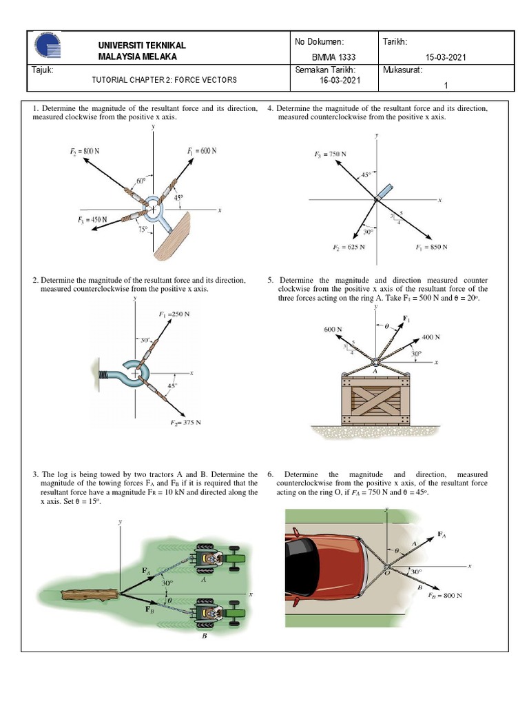 Tutorial Chapter 2 Force Vectors Pdf Angle Cartesian Coordinate System