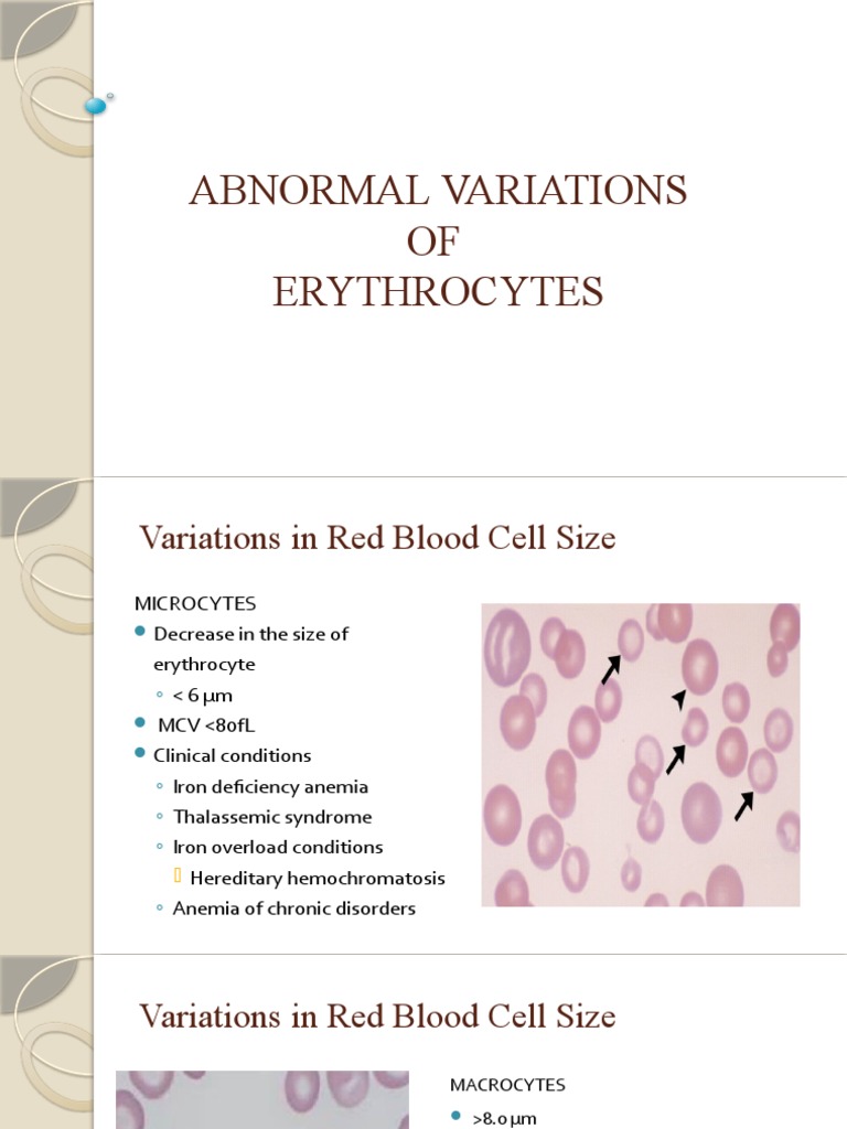 11-RBC Abnormal Variations | PDF | Anemia | Red Blood Cell