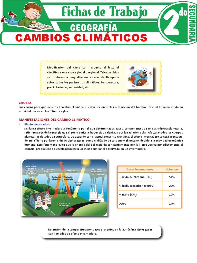 Cambios Climaticos para Segundo Grado de Secundaria | Descargar gratis PDF | Gases de efecto ...