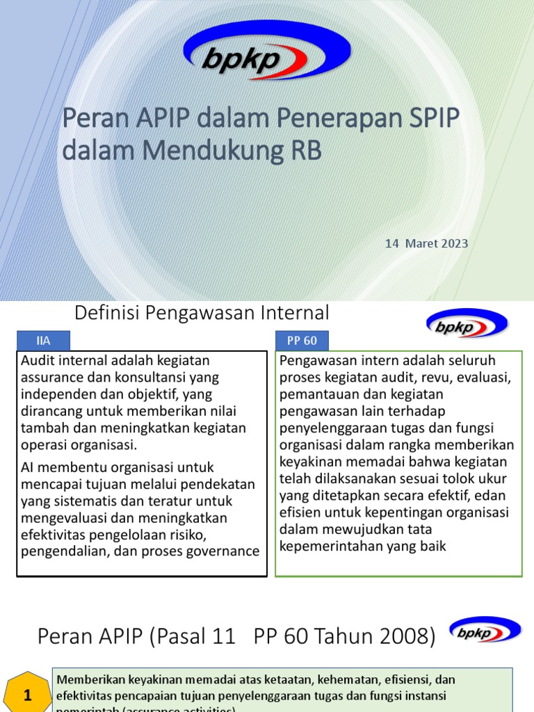 Peran APIP dalam SPIP Kemenhub | PDF